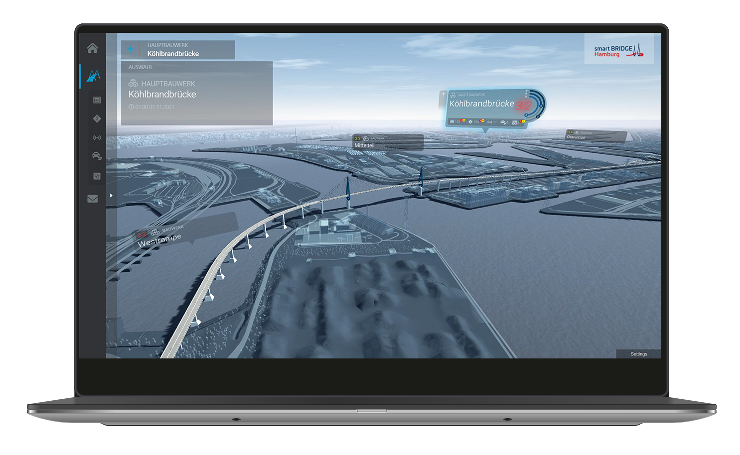 smartBRIDGE Hamburg - Digitaler Zwilling der Köhlbrandbrücke - homePORT